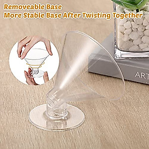 Yinkin Clear Plastic Martini Glasses 5 oz Disposable Cocktail Glasses Mini Martini Plastic Cups Dessert Plastic Shot Glasses Unbreakable with Spoons for Weddings Party Wine Appetizers Food(100 Pack)