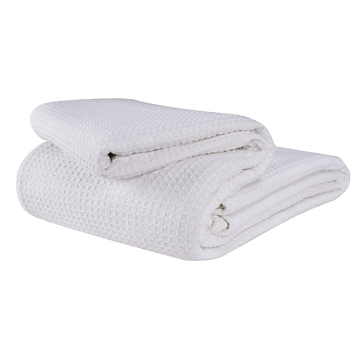 GLAMBURG 100% Cotton Thermal Blanket, Breathable Bed Blanket Twin Size, Soft Waffle Blanket, Twin Blanket, All Season Cotton Blanket, White