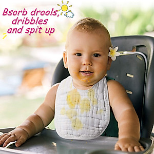 Geyoga 20 Pieces White Muslin Baby Bandana Drool Bibs Soft Scarf Bibs Breathable Burp Cloths Adjustable Baby Bibs for Teething and Drooling Baby Boy Girl Infant Newborn