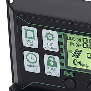 Hilitand Solar Controller, 100A 12V 24V Multi Function LCD Display Solar Panel Charger Controller for Open AGM Gel Batteries USB PV Panel Control
