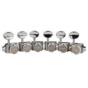 Guyker 6 Inline Vintage Guitar Lock String Tuners – Locking Tuning Key Pegs Machine Heads Replacement Parts for ST TL Style Electric, Folk or Acoustic Guitars – Nickel