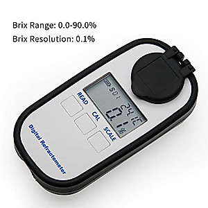 AMTAST Digital Brix Refractometer Sugar Refractometer Juice Brix Refractometer for Brix/ND, 0.0 to 90.0%/1.3330 to 1.5177 ND Range, Automatic Temperature Compensation AMR302