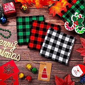 6 Pieces Christmas Plaid Fabric 20 x 20 Inch, Cotton Fabric Bundles Buffalo Plaid Quilting Fabric Sewing Patchwork for Christmas DIY Craft, 3 Style