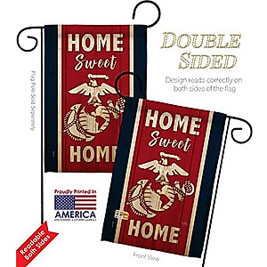 Breeze Decor Home Sweet Marine Corps Garden Flag Armed Forces USMC Semper Fi United State American Military Veteran Retire Official House Decoration Banner Small Yard Gift Double-Sided, Made in USA