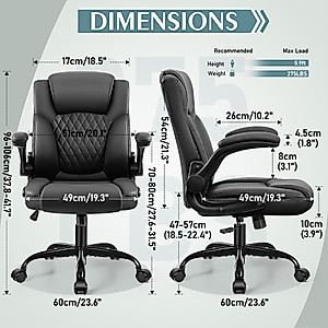 Leather Office Chair, PU Home Computer Desk Chairs with Ergonomic Back Support, 360°Swivel Free，Small Gmaing Chair with Wheels and Adjustable Armrests, for Short People Use, Black