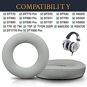 SOULWIT Cooling Gel Ear Pads Cushions for Beyerdynamic DT770/Pro DT880/Pro DT 990/Pro, Earpads for DT440/DT550/DT790/DT797/DT831/DT860/T70/T90/T5P/MMX300/TYGR 300R/HS200/HS400/HS800/RSX700 - Silver