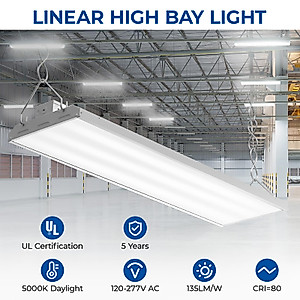 CINOTON 4FT 210W LED Shop Light with 28350LM,0-10V Dimmable Linear High Bay Lighting with 5000K120-277V 135LM/W Commercial Bay Lights for Garage Office Warehouse Workshop Factory UL Listed 10 Pack