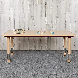 Flash Furniture Wren 23.625"W x 47.25"L Rectangular Natural Plastic Height Adjustable Activity Table