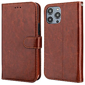 Bocasal Detachable Wallet Case for iPhone 14 Pro RFID Blocking Card Slots Holder Premium PU Leather Magnetic Kickstand Shockproof Wrist Strap Removable Flip Protective Cover 5G 6.1 inch (Brown)