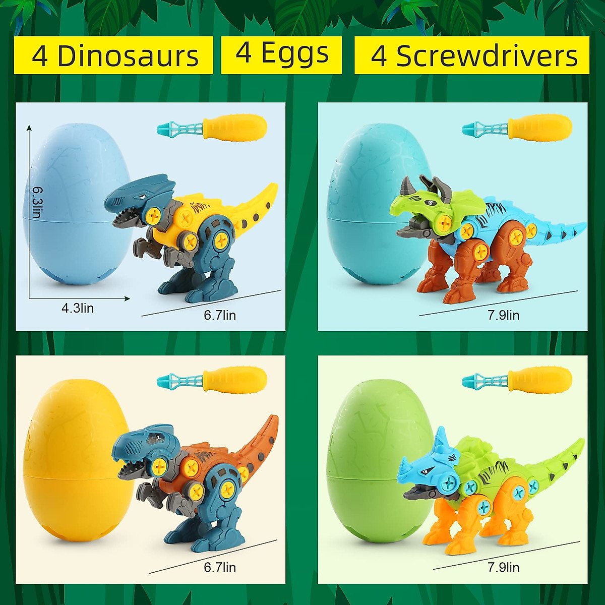 Yutin Take Apart Dinosaur Toys, Easter Egg Toy, STEM Construction Building Kits for Kids, Toddler Dino Gift for 3 4 5 6 7 Year Old Boys