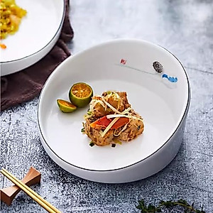 TOOSII Pasta Bowl Household Ceramic Cold Dish Plate Commercial Dish Plate Hotel Tableware, Salad Cold Dish Plate Bowls for Kitchen (Size : Medium)