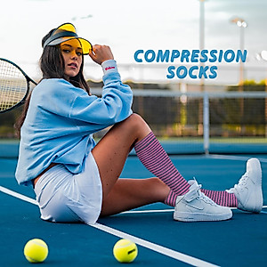 Hi Clasmix 6 Pairs Graduated Pink Compression Socks for Women&Men Circulation 20-30mmhg Knee High Sock(Multicoloured, S/M)