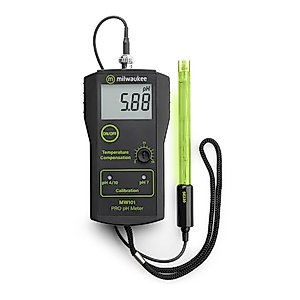 Milwaukee Instruments MW101 Standard Portable pH Meter, 0 DegreeC to 50 Degree C Temperature Range, 0.01 pH Resolution, 143" Length, 80" Width, 32" Height