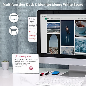 ARCOBIS Acrylic Dry Erase White Board with Side Magnets, 3 Pcs Magnetic Memo Whiteboard with 2 Markers and 1 Eraser, Removable to-Do List Board for Computer Monitor, Refrigerator, Desk