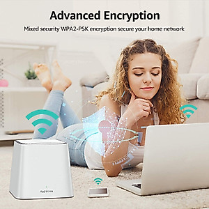 Meshforce M3 Mesh WiFi System (4 Pack), Up to 6000 sq.ft （8+ Rooms） Whole Home Coverage, WiFi Router Replacement, Parental Control, Plug-in Design (1 WiFi Point & 3 Dots)