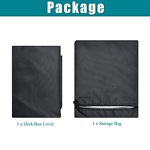 Flymer Patio Deck Box Cover Waterproof 50 Inch, All Season Outdoor Furniture Cover, Black