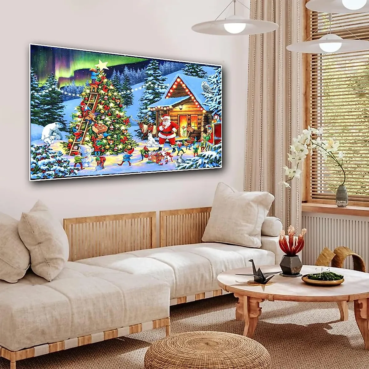 OFRKE 2 Pack 5D Diamond Art Painting,Large Christmas Diamond Painting Kits for Adults,DIY Full Drill Crystal Rhinestone Art and Craft,Gem Art Christmas Tree Painting with Diamond Home Wall(28X16inch)