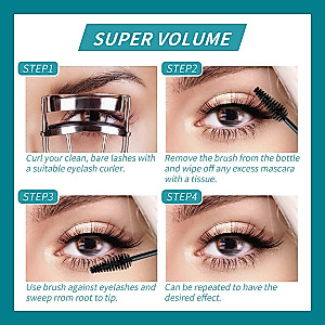 FYEBOO [2023 New] Thickening Mascara Fiber Lash Mascara Extension Voluminous, Long-Lasting Waterproof & Smudge-Proof Mascara, No Flaking/No Clumping, Black Mascara 8g