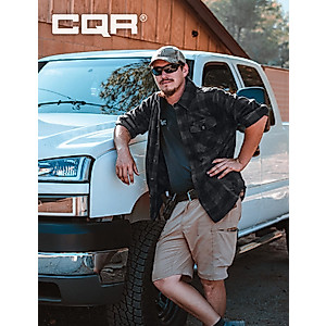 CQR Men's Long Sleeve Heavyweight Fleece Shirts, Plaid Button Up Shirt, Warm Outdoor Casual Shirt with Pockets, One Pocket Charcoal, Medium