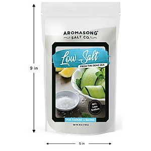 Aromasong Low Sodium Sea Salt 100% Natural Fine Grain Dead Sea Potassium Chloride with Dead Sea Salt, 39 oz (1106 g)