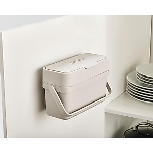 Joseph Joseph Compo 4 Easy-Fill Compost Bin Food Waste Caddy with Adjustable Air Vent, 1 gallon / 4 liters, Stone