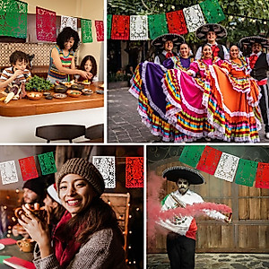 TexMex Fun Stuff - Mexican Banner Decorations, Mexican Party Decorations, Mexican Banner Papel Picado, Virgin of Guadalupe, Paper, 14 x 9 Inches per Flag, Set of 2