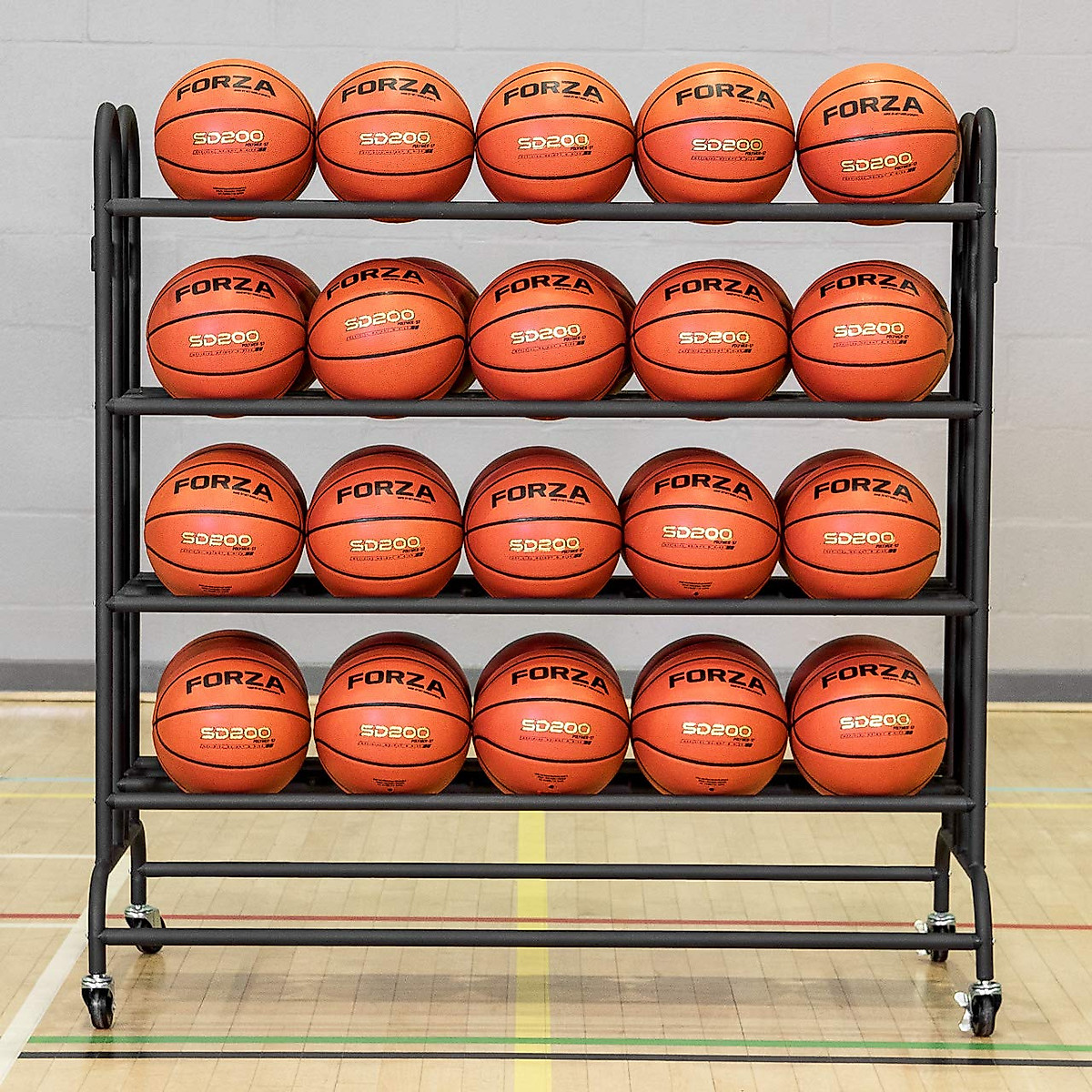 FORZA Portable Sports Ball Cage & Cart | Storage for Basketballs, Footballs, Volleyballs and More! - Securely Stores Up to 40 Balls (Ball Cart, 40 Ball Capacity)