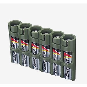 AAA Battery Storage Caddy by Storacell, Military Green, Holds 6 Batteries (Not included)