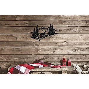 Mule Deer Mountain Scene | Laser Cut Metal Wall Art Sign for Home, Cabin, and Garage Decor | High Country Décor