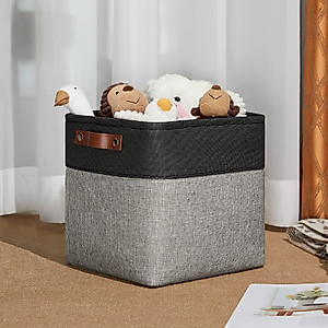 DULLEMELO Collapsible Bundle Baskets 4 Cube Baskets 11"x11"x11" + 2 Narrow Baskets 15"x6"x5.5"（Black&Grey)