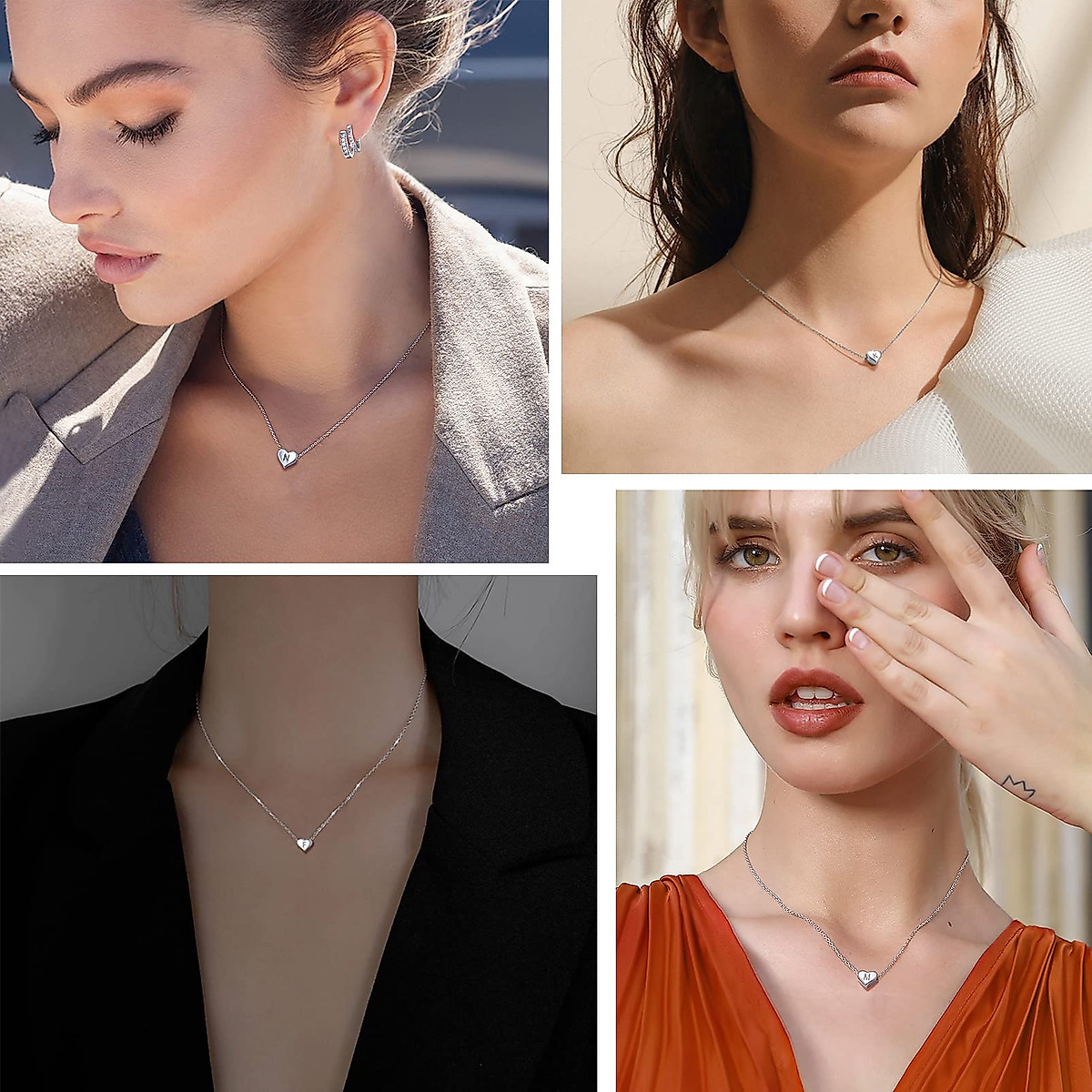 PROSILVER Dainty Silver Heart J Necklace For Women Pendent Neckles