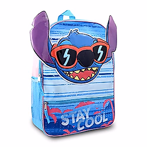 Disney Bundle Backpack For Kids 2 Pc Bundle With 16 inch Stitch School Bag Backpack And Tsum Tsum Stickers For Boys And Girls | Lilo And Stitch School Supplies Set