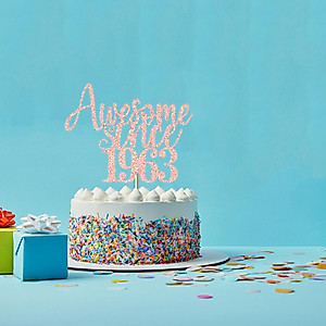 Klionjor 61st Awesome since 1963 Cake Topper Cheers to 61 Years Birthday Cake Pick 61 Fabulous Cake Decoration for Happy 61st Birthday Anniversary Party Cake Decorations Supplies(1963, Rose gold)