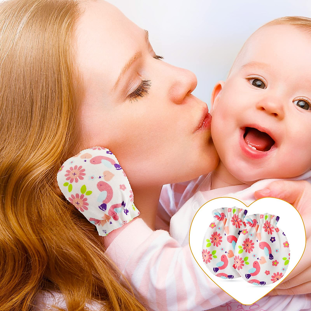 60 Pairs Newborn Baby Gloves Infant No Scratch Elastic Wrist Infant Soft Gloves Baby Mittens for 0-6 Months Baby Girls Boys (Fresh Style)