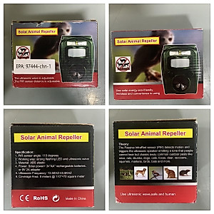 Ultrasonic Animal Repellent Deer Repellent Cat Repellent Outdoor with 5 Frequency Mode & Motion Sensor & Strobe Light Solar Animal Repeller Deterrent Raccoon Repellent Repel Dog Skunk Rabbit Away Yard