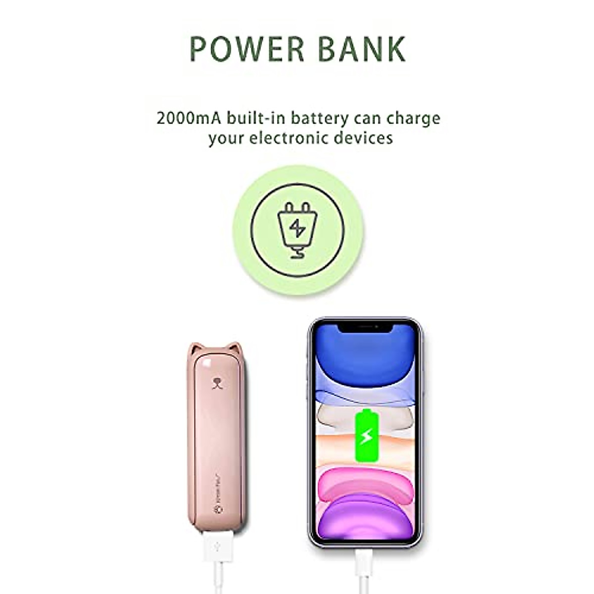 Handheld Portable Fan, Foldable 3 IN 1 fan with USB Rechargeable Battery Operated 12-24 Hours Working Time, Personal Quiet Fan With Power Bank, Flashlight Feature Travel Indoor for Women Sister Friend