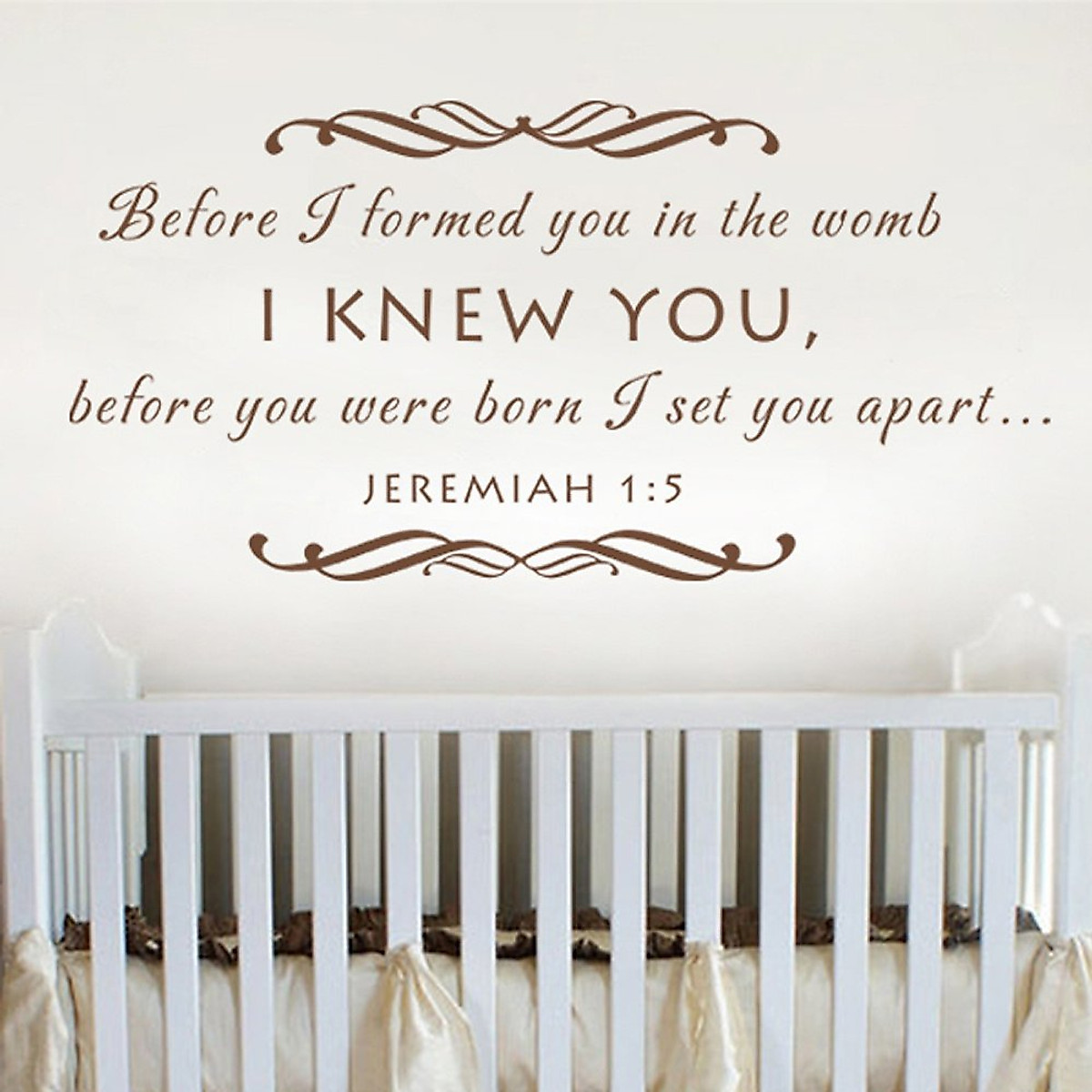 Baby Nursery Wall Decal - Before I Formed You in The Womb Christian Scripture Wall Decal (Brown, X-Large)
