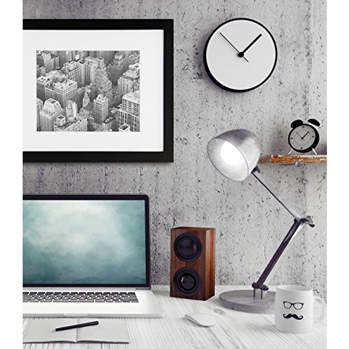 Gallery Solutions 16x20 Black Wall Picture Frame with Double White Mat For 11x14 Image