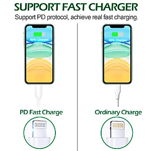 USB C to Lightning Cable MFI Certified iPhone Cable Fast iPhone Charger Cable 20W PD 5Pack 3/6/10FT Type C Charging & Syncing Data Compatible iPhone 12 Pro Max Mini 11 X XR XS 8 P iPad iPod （White）