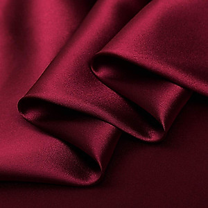 100% Pure Silk Fabric Wine Red Charmeuse Fabrics by The Pre-Cut 1 Yard for Sewing Apparel Width 44 inch