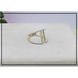 Dazzlingrock Collection 0.30 Carat (ctw) 14K Round White Diamond Ladies Geometric Fashion Ring 1/3 CT, Yellow Gold, Size 8.5