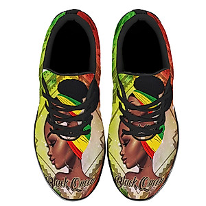Black Queen African Shoes for Men Women Running Sneakers Breathable Casual Sport Tennis Shoes Gift for Him Her Black Size 5