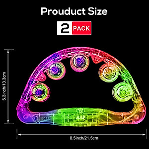 LED Tambourine, Light up Musical Flashing Tambourine (2 PCS)