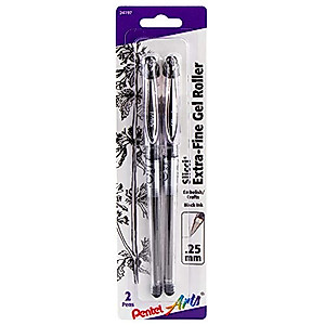 Pentel Arts Slicci Extra Fine Gel Pen, Black Ink 2-Pack (BG202BP2A)