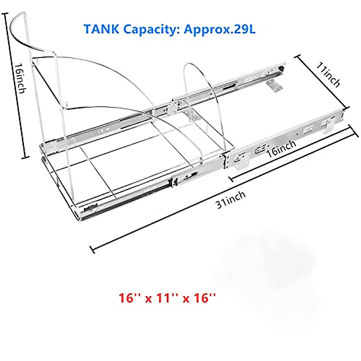 Vohunt Pull Out Trash Can Under Cabinet,Cabinet Trash Can Pull Out Kit,Heavy Duty Chrome Pull-Out Trash Can Shelf for Kitchen 16’’L x 11‘’W x 16’’H(Without Trash Can)