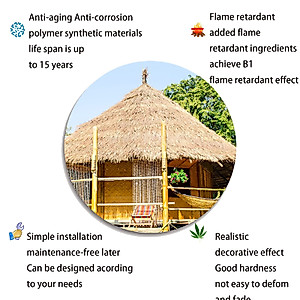 Pealihuy Hut Bar Roof Thatching Straw Roof for Tiki Bar Garden Patio Deck Gazebos Wall House, 10pcs