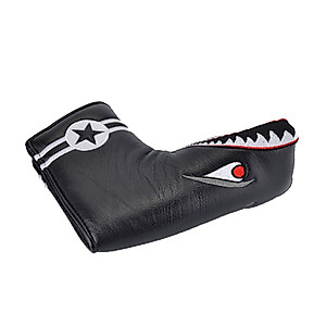 GOOACTION Shark Golf Club DriveFairwayHybridBlade PutterMallet Putter Head Cover with Creative Cartoon Animal Pattern Synthetic Leather Golf Clubs Headcovers (Mallet Putter)
