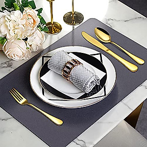 Gold Silverware Flatware Set for 8, 40 Piece Stainless Steel Cutlery Set With Titanium Golden Plated, Tableware Kitchen Utensil Include Spoons, Forks, Knives, Mirror Polished, Dishwasher Safe