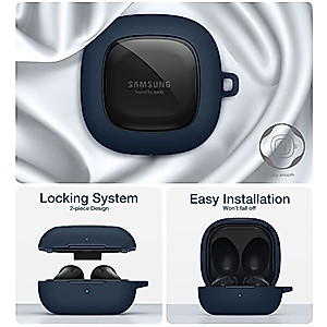 SURITCH for Samsung Galaxy Buds 2 Pro Case(2022)/Galaxy Buds 2 Case(2021)/Galaxy Buds Live Case(2020)/Galaxy Buds Pro Case(2021) Hard PC Shockproof TPU Cover with Gun-Colored Keychain Carabiner, Blue