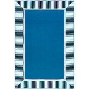 nuLOOM Asha Simple Border Indoor/Outdoor Area Rug, 8' x 10', Teal